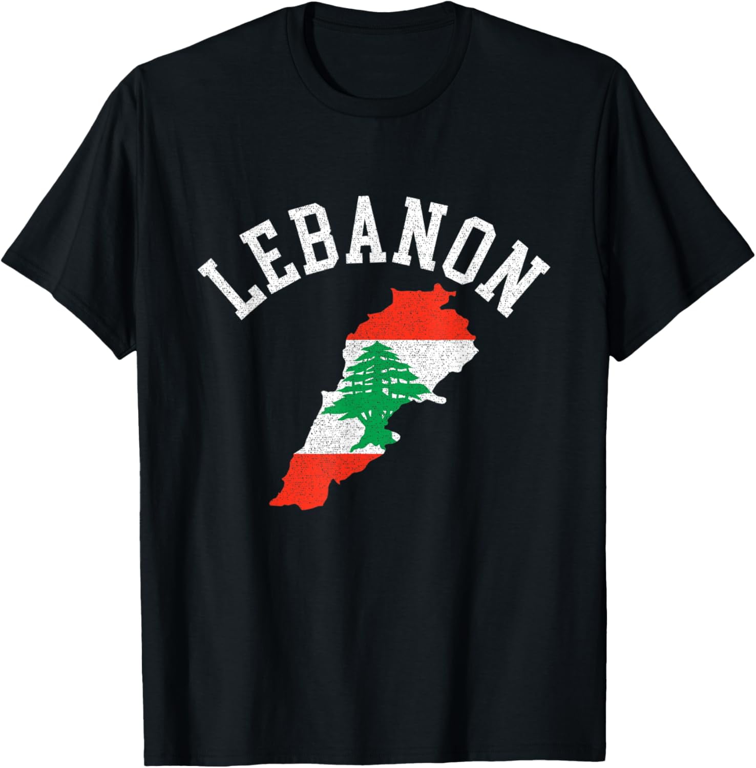 Patriotic Men Women Lebanon Flag Map Distressed T-Shirt - Walmart.com
