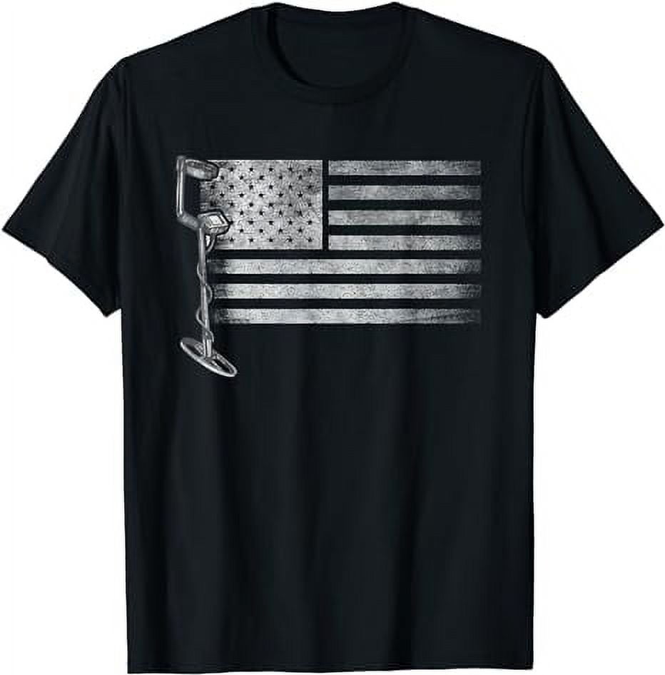 Patriotic Metal Detecting USA Flag Treasure Hunt Detectorist T-Shirt ...