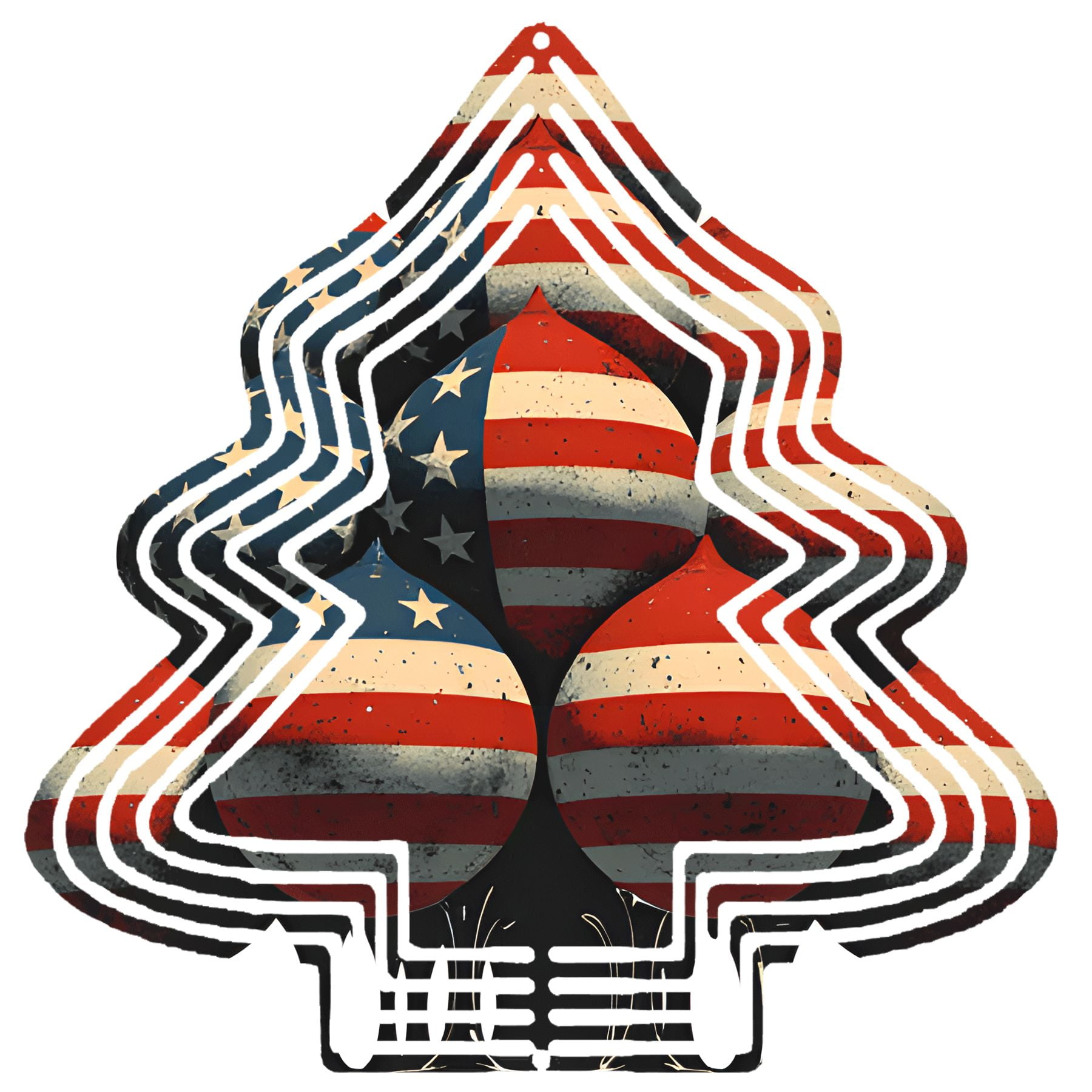 Patriotic Metal Hanging Christmas Tree Wind Spinner - Vintage Red White ...
