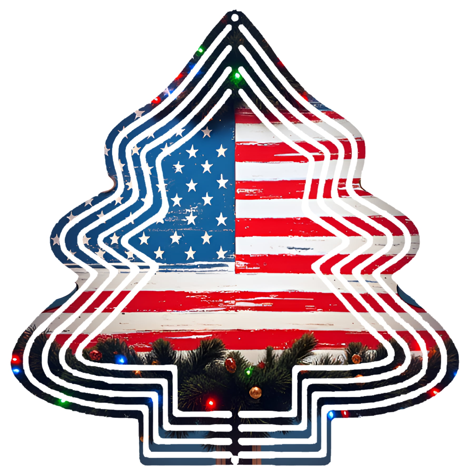 Patriotic Metal Hanging Tree Wind Spinner - American Flag Design with ...