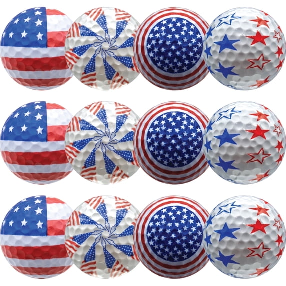 Patriotic Mix Golf Balls – 12 Pack – Red, White & Blue Themed USA Golf ...