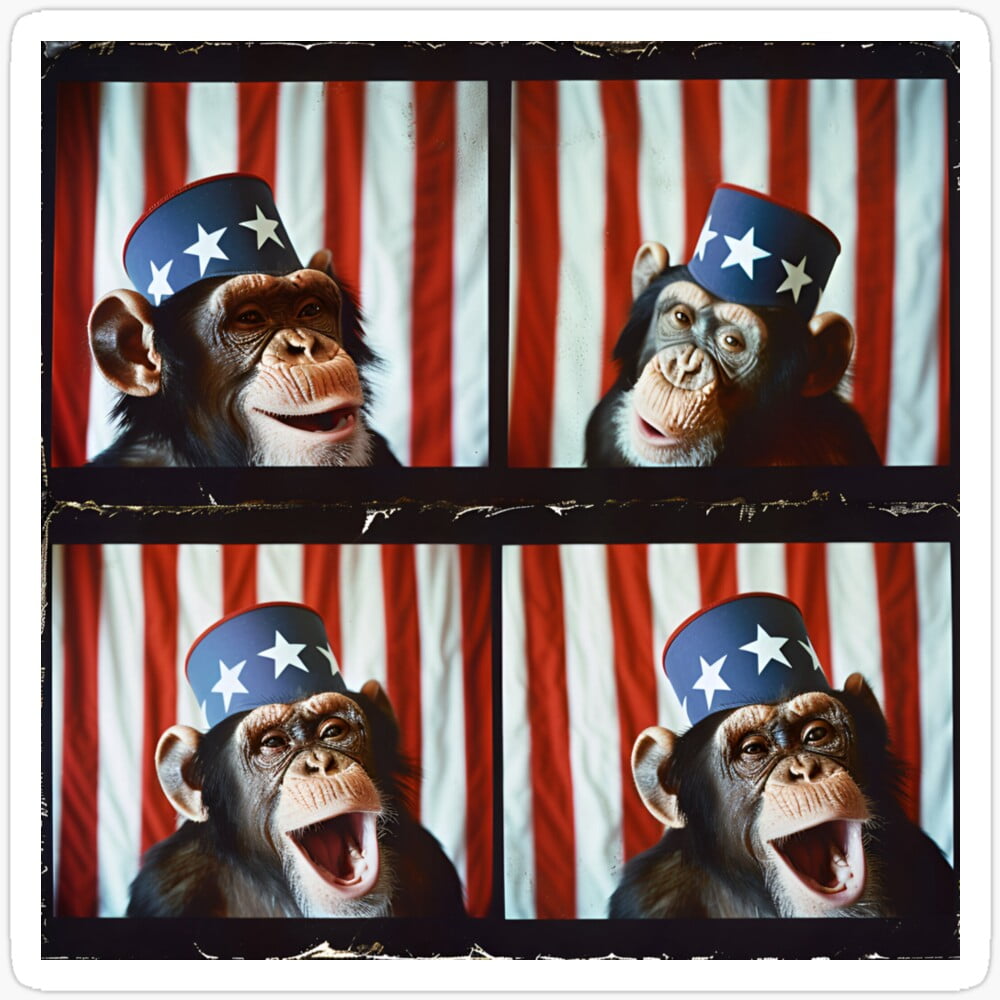 Patriotic Monkey 4Th Of July Design Usa Flag Chimp Stickerphone Decal ...