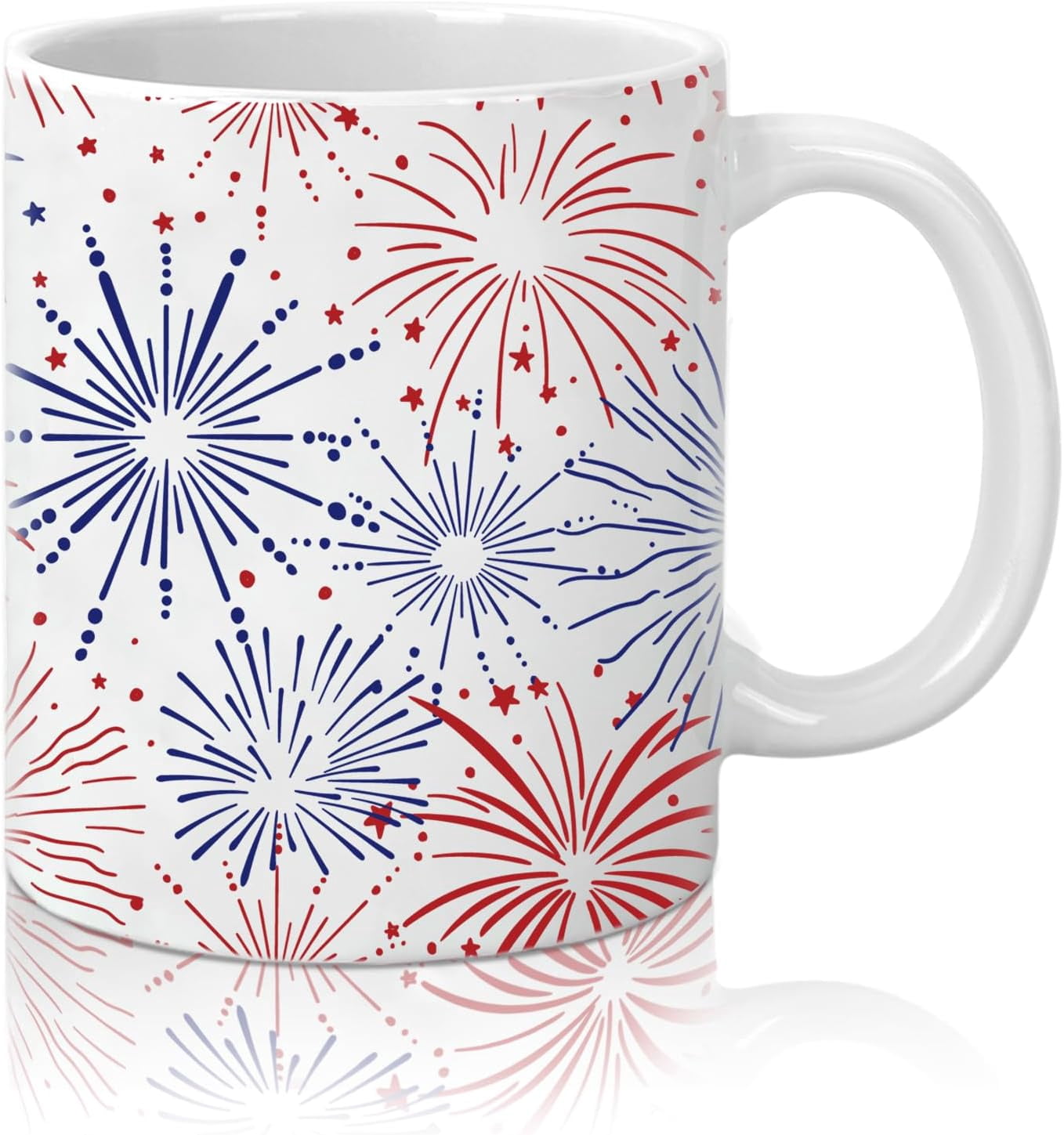Patriotic Mug Red Blue Firework Coffee Mug 4th of July Ceramic Drinking ...