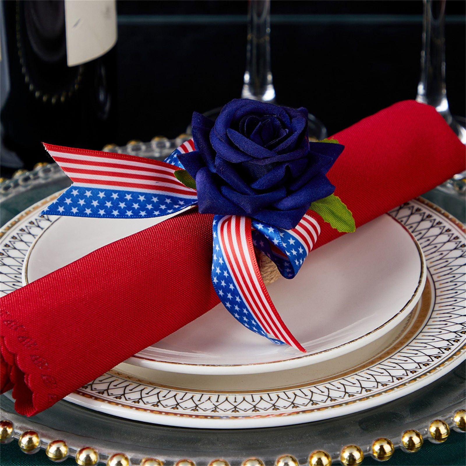 Patriotic Napkin Rings, 4th of July American Flag Napkin Ring Holder ...