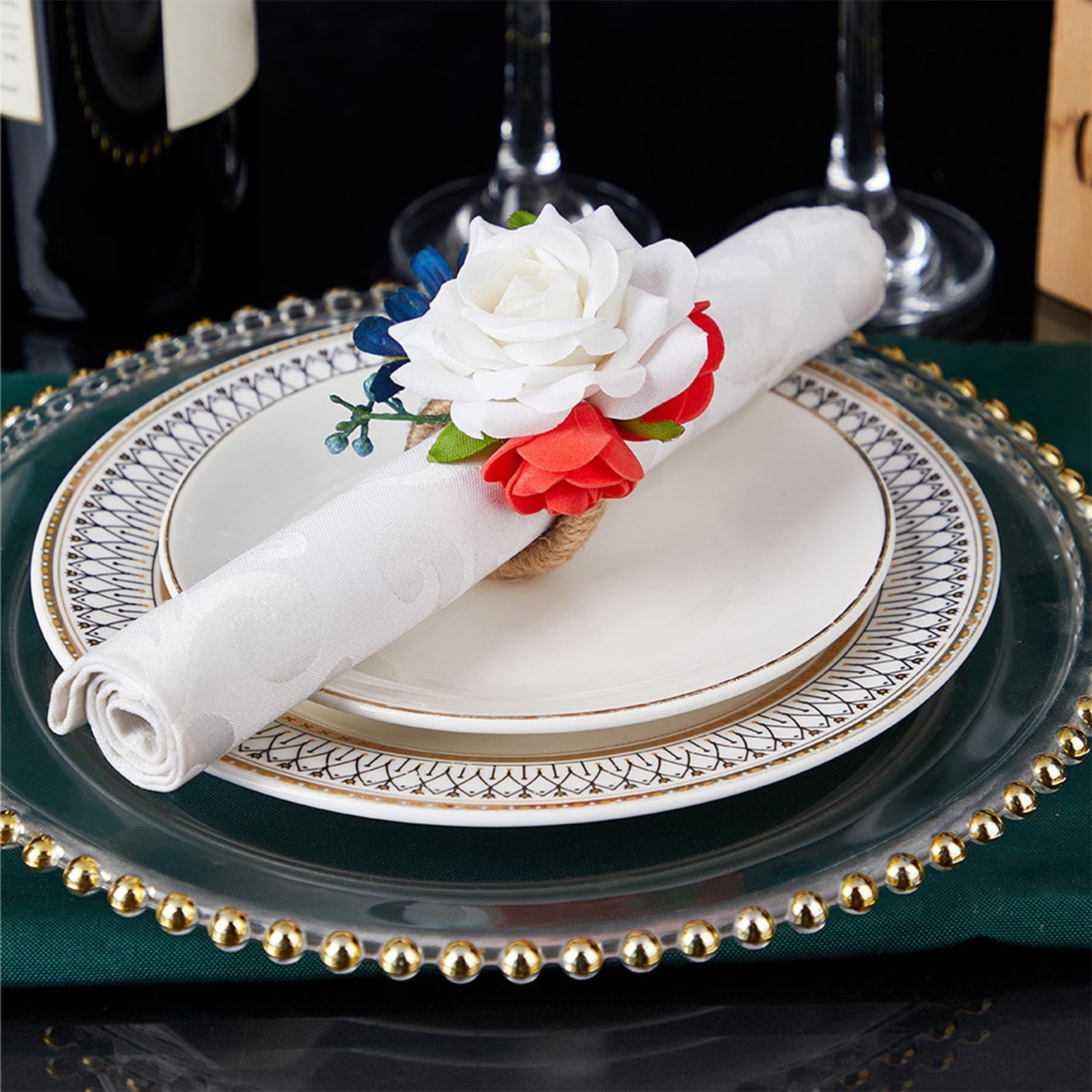 Patriotic Napkin Rings | Independence Day Table Decor - Red White Blue ...