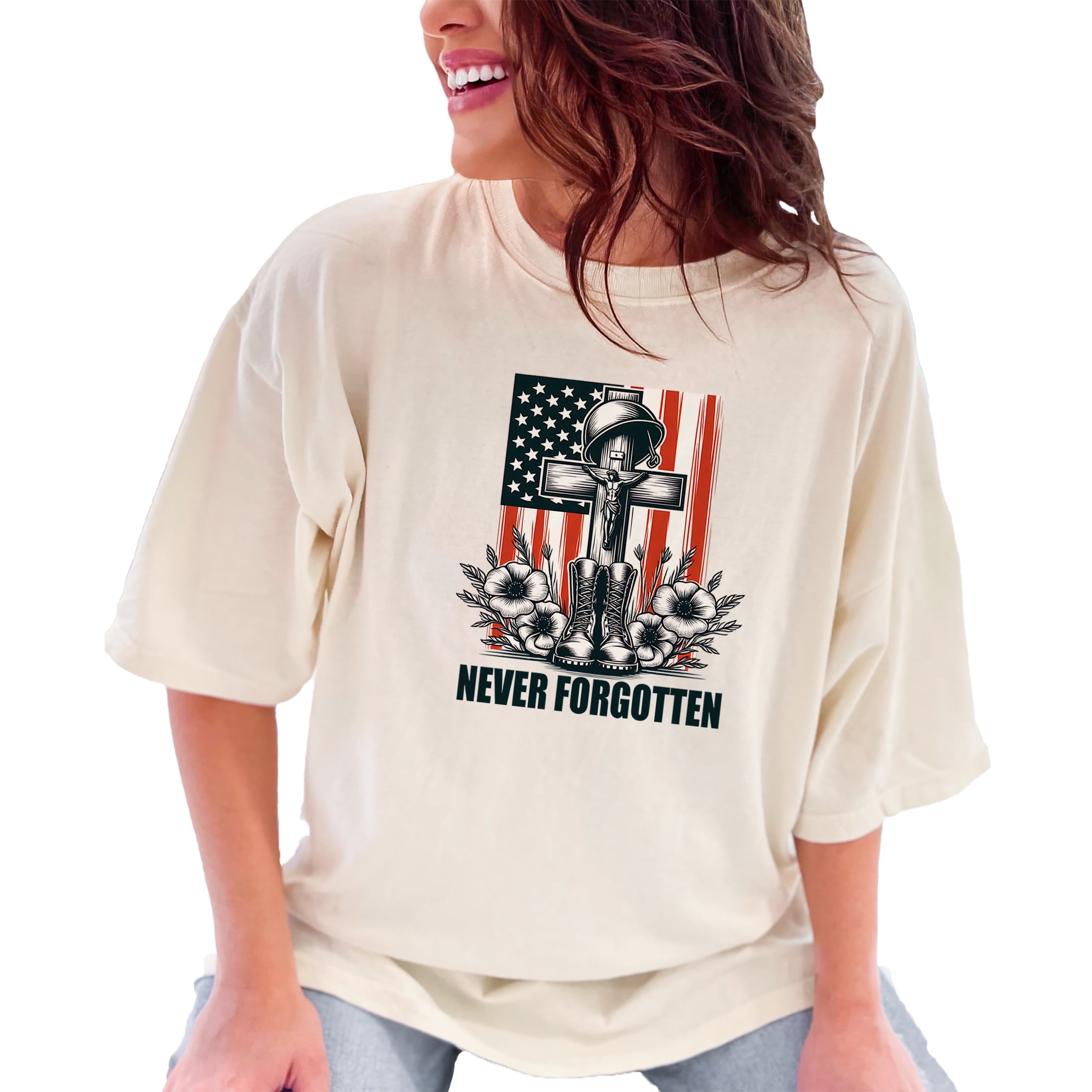 Patriotic Never Forgotten T-Shirt, Memorial Day Tee, American Flag ...