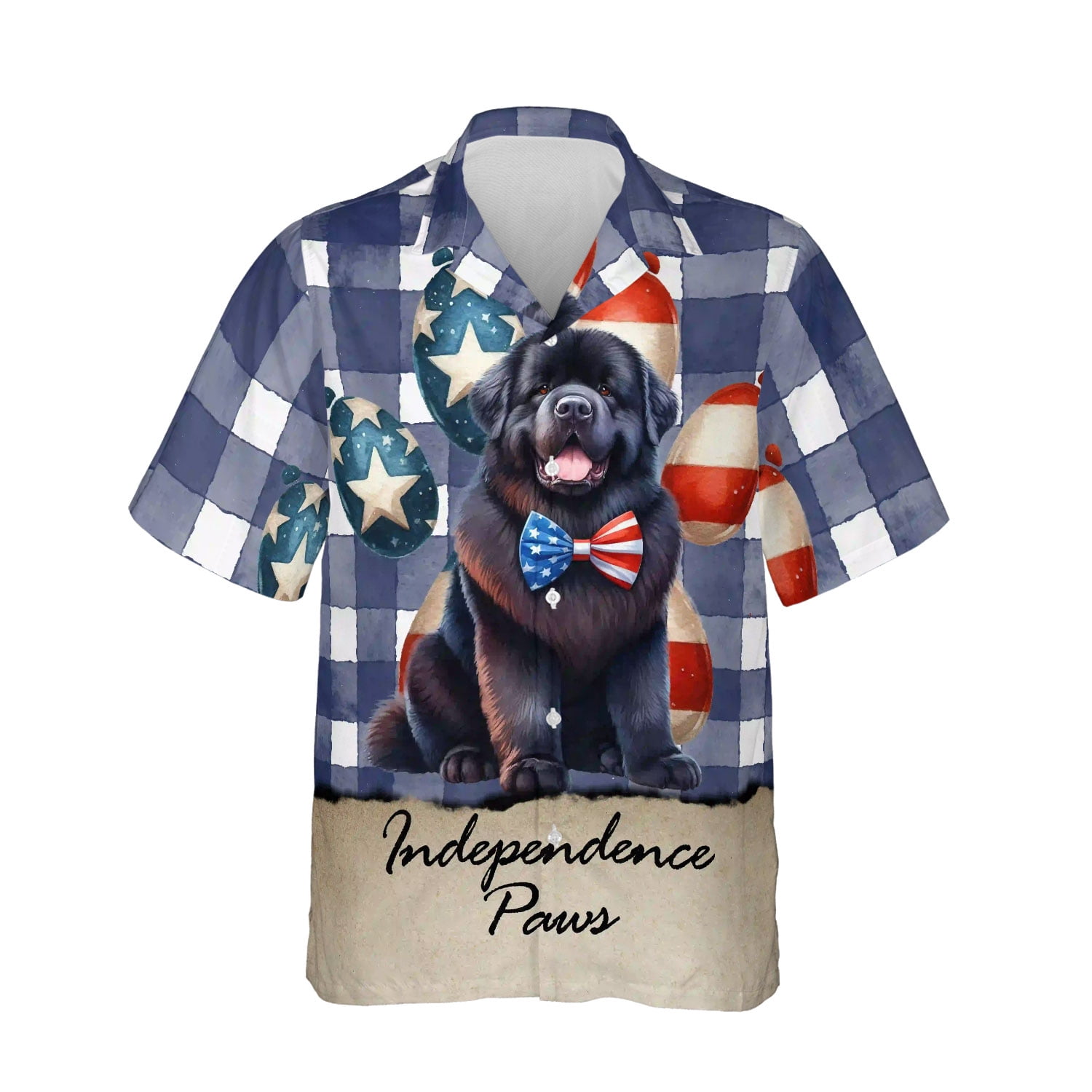 Patriotic Newfoundland 4th of July Independence Paws Hawaiian Shirt ...