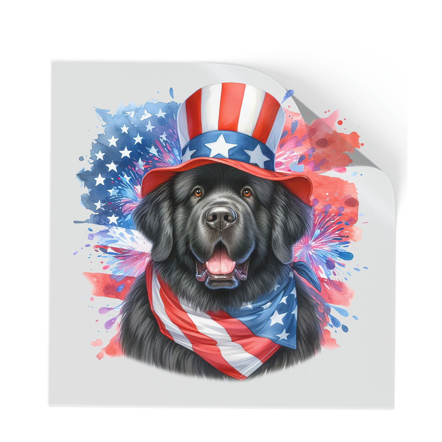 Patriotic Newfoundland Celebrates 4th of July Cutout Transfer Sticker ...