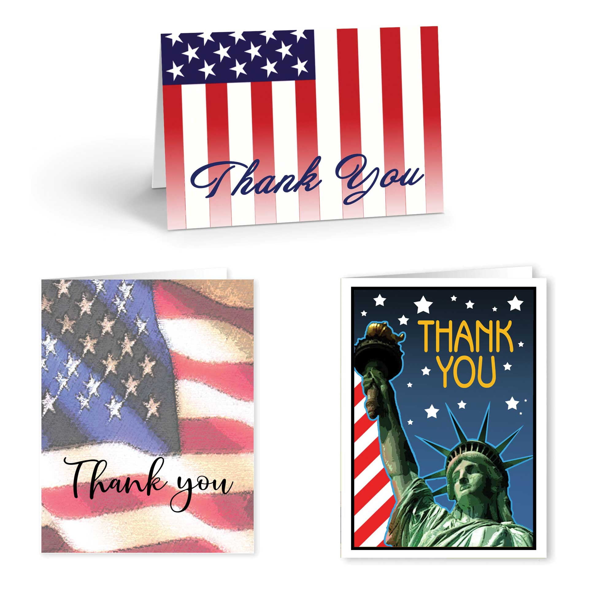 Patriotic Note Card Assorted - 12 Boxed USA Variety Cards & Envelopes ...