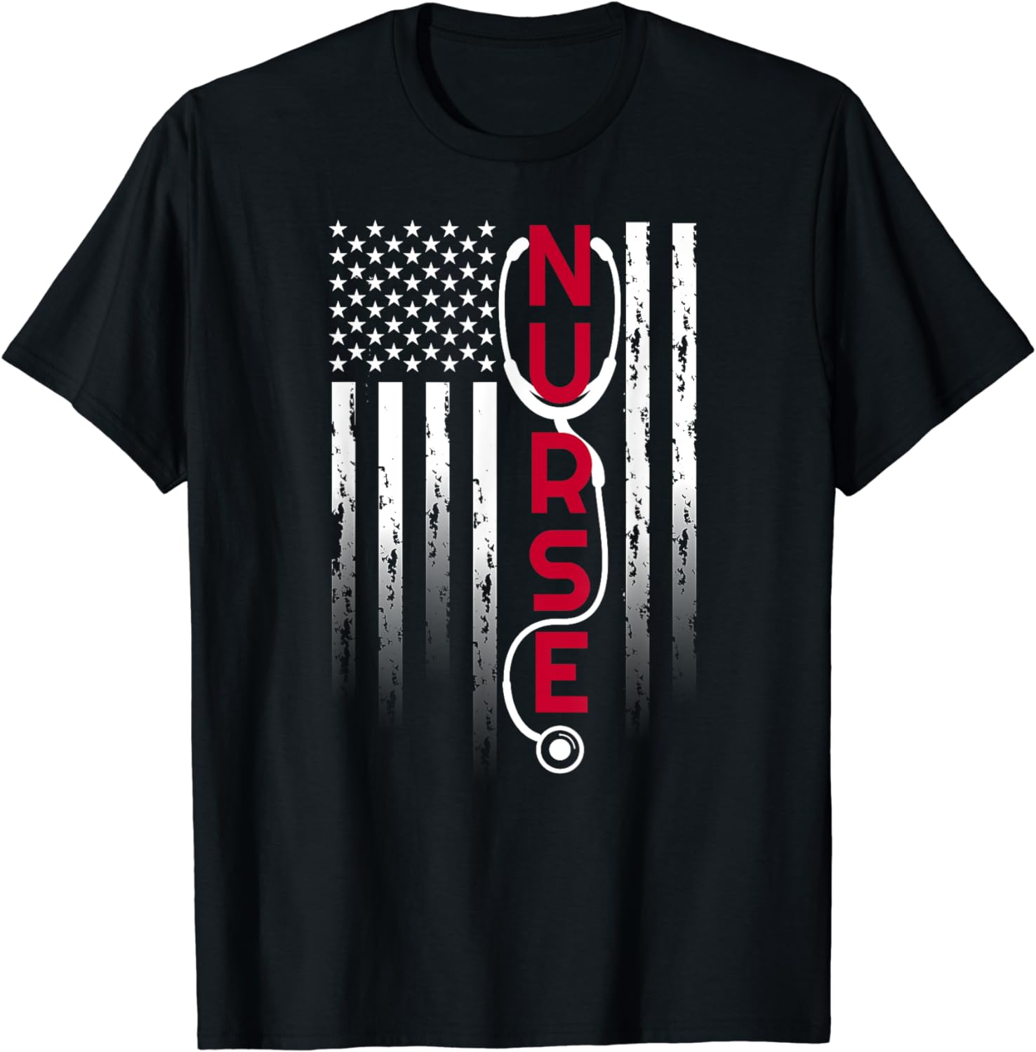 Patriotic Nurse With Flag Stethoscope For RN, LPN T-Shirt - Walmart.com