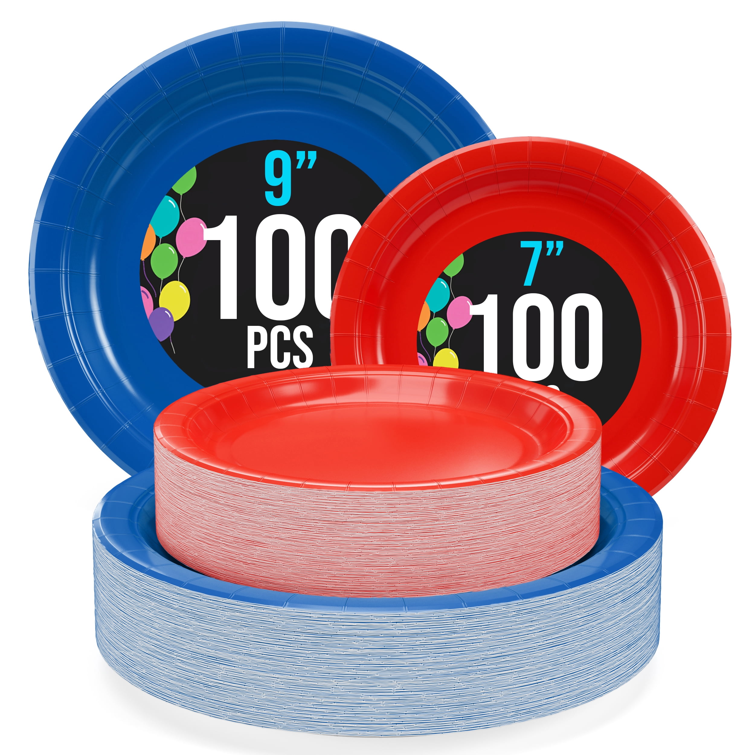 Patriotic Paper Plates 200 Pack - 7" Blue Paper Plates & 9" Red Paper ...