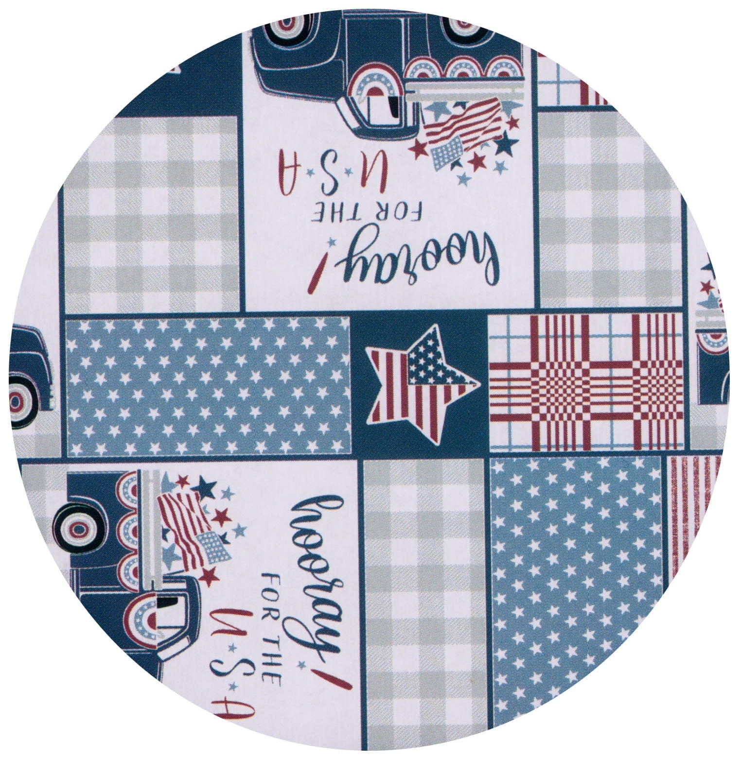 Generic Patriotic Patchwork PEVA Vinyl 60-inch Round Tablecloth, Blue ...