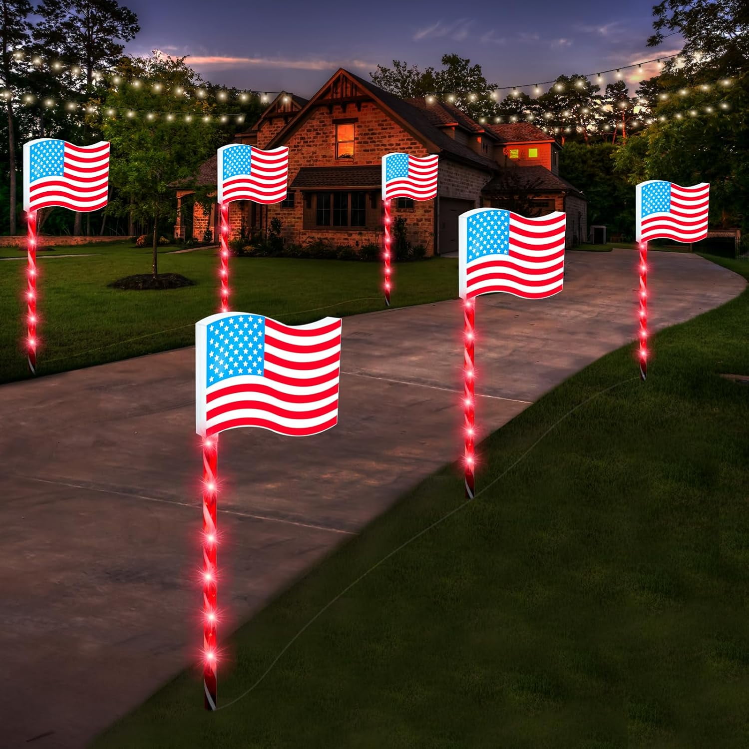 Patriotic Pathway Lights for 4th of July Decorations - Outdoor American ...