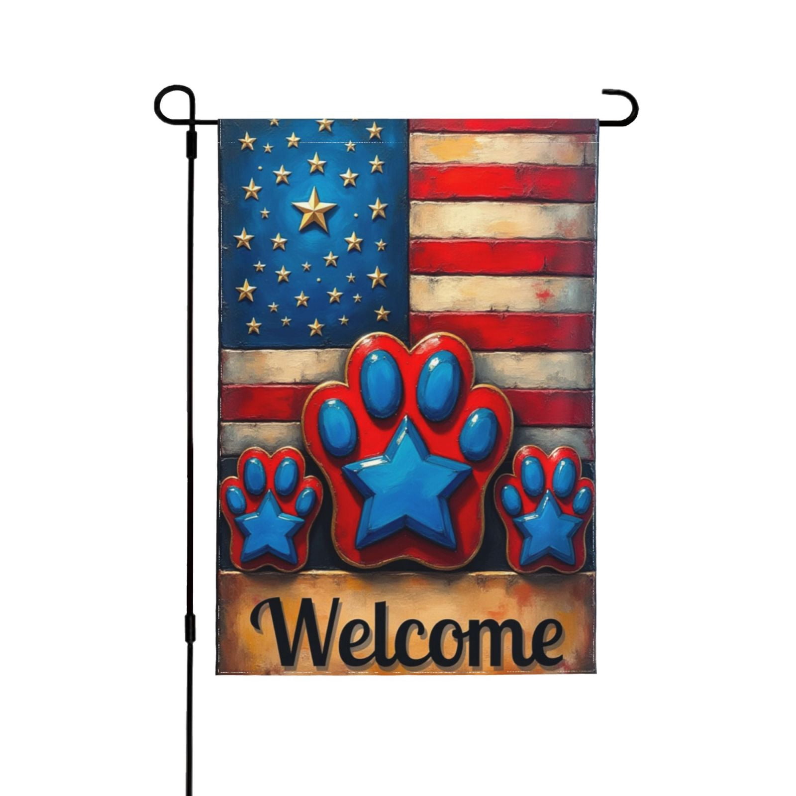 Patriotic Paw Prints Welcome Garden Flag Double Sided 12x18 Inch ...