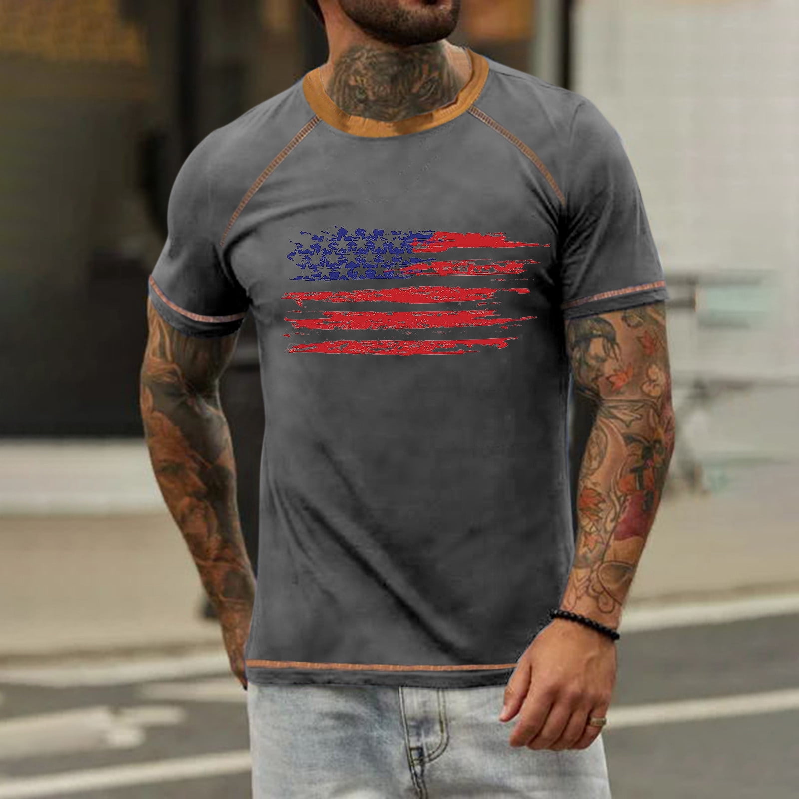 Patriotic Perfection ! American Flag Print Top Men'S Raglan T-Shirt ...