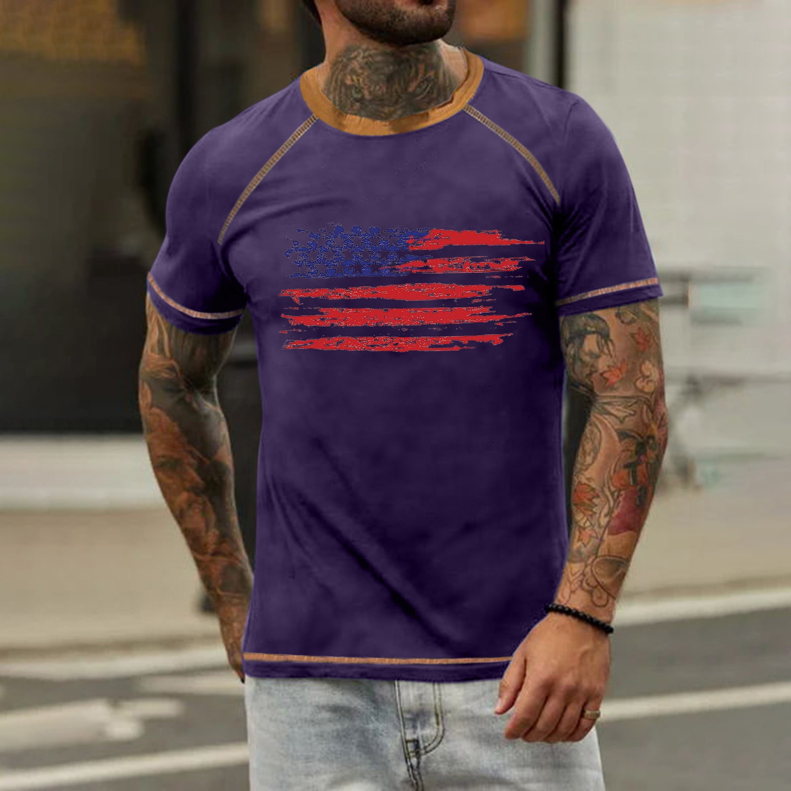 Patriotic Perfection ! American Flag Print Top Men'S Raglan T-Shirt ...