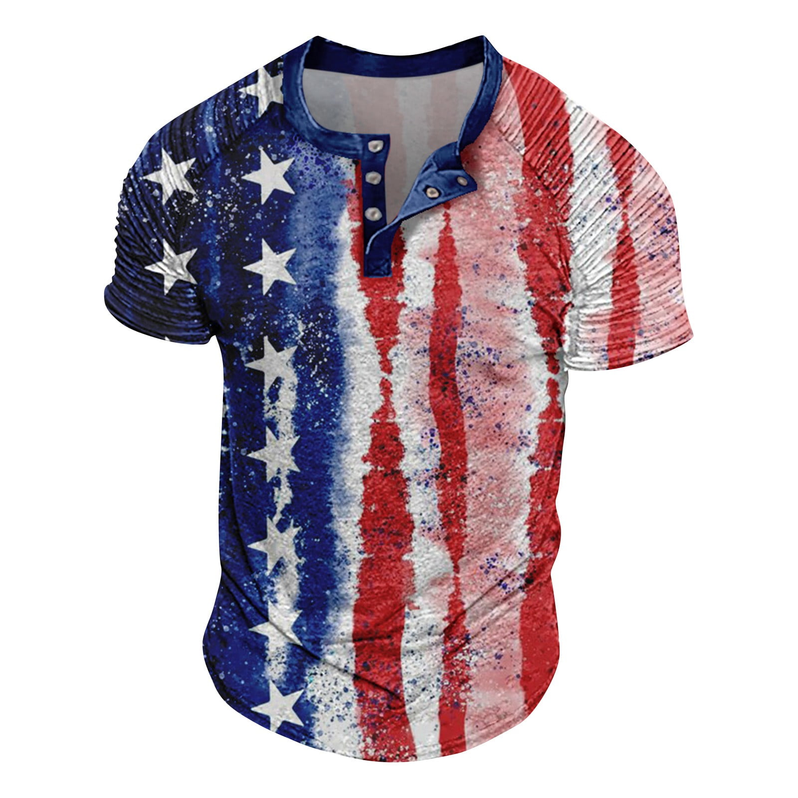 Patriotic Perfection ! American Flag Print Top Men's Independence Day ...