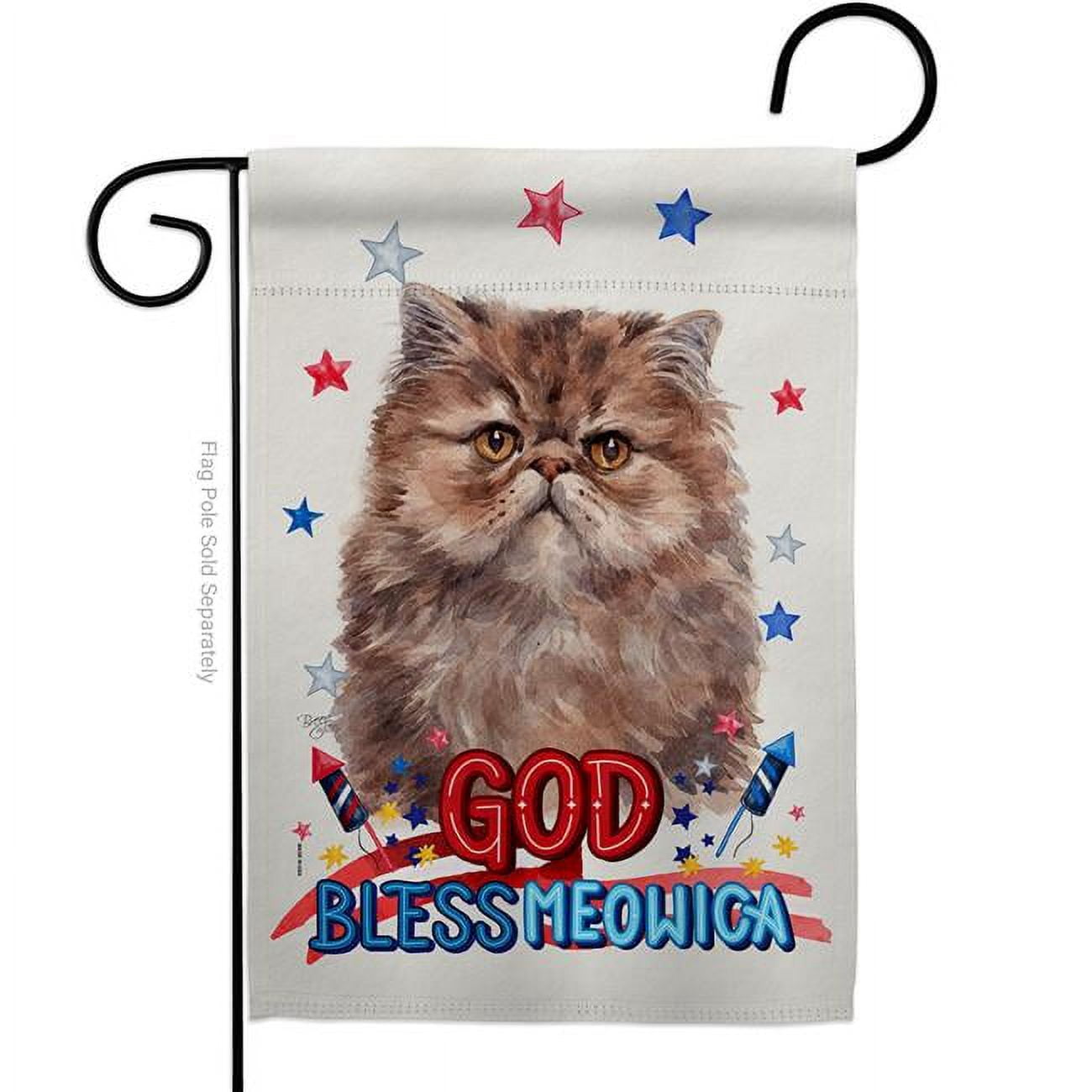 Patriotic Persian Long Hair Animals Cat 13 x 18.5 in. Double-Sided ...
