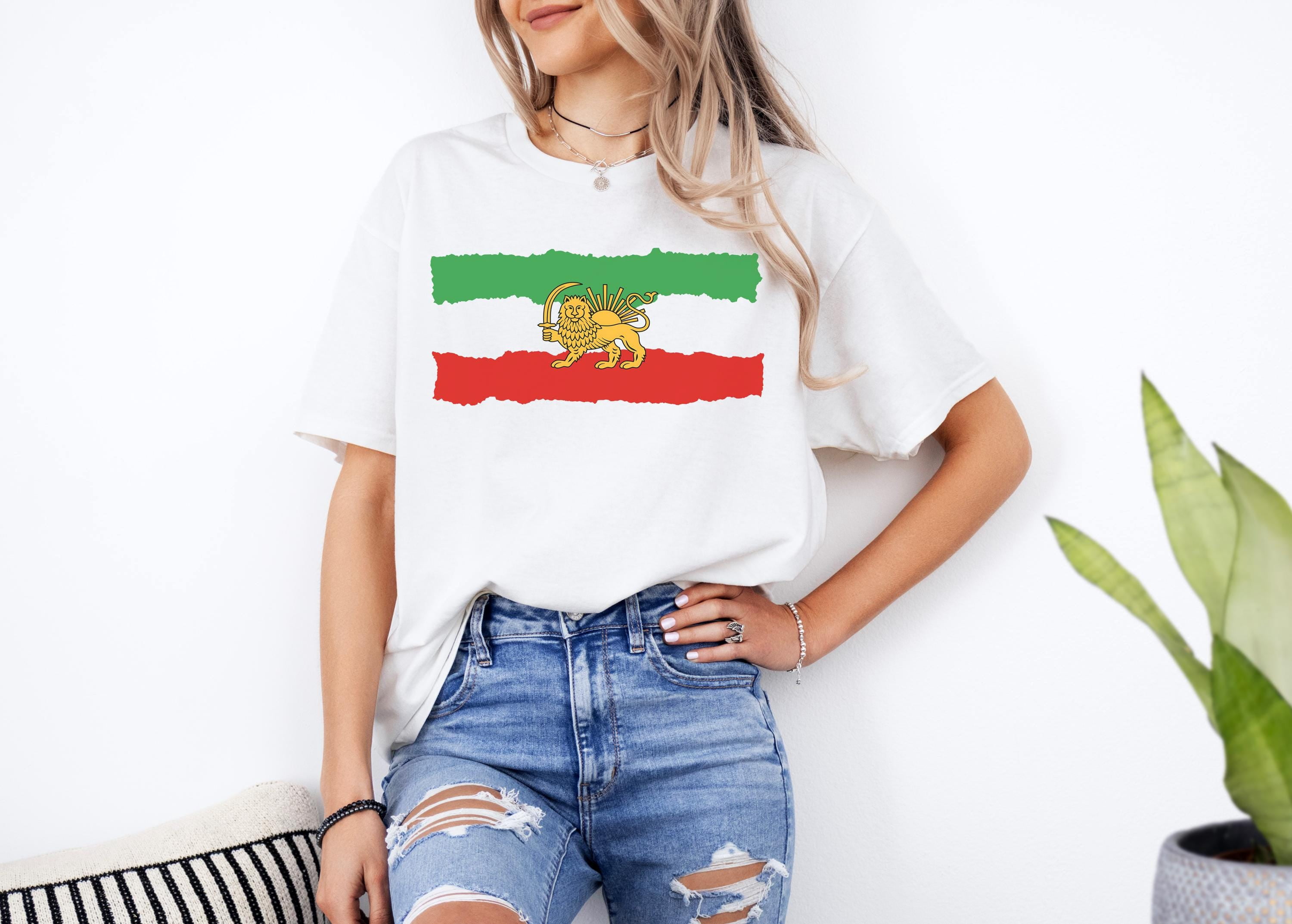 Patriotic Persian Pride Lion and Sun Graphic T-Shirt for Iranian ...