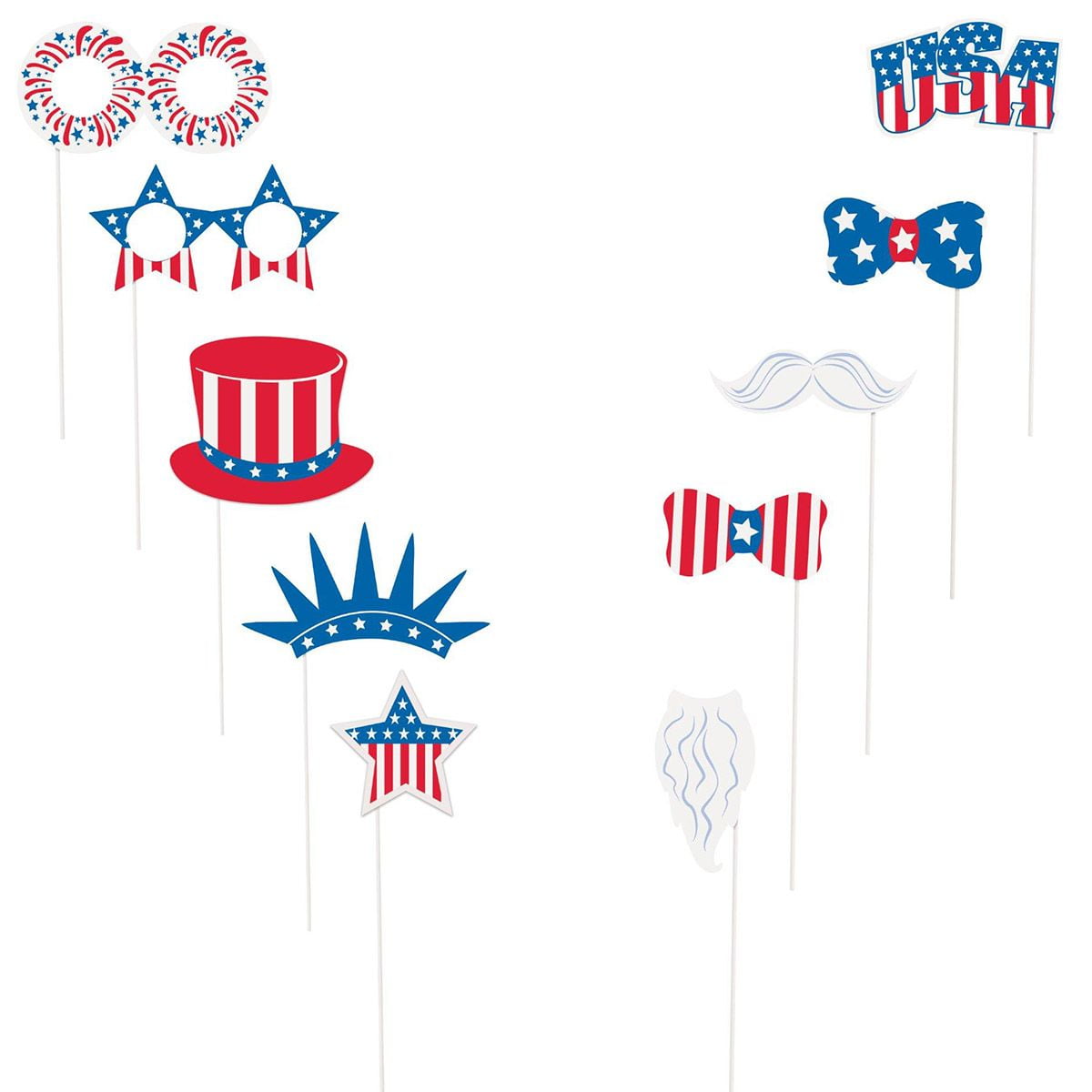 Patriotic Photo Booth Props, 10pc - Walmart.com