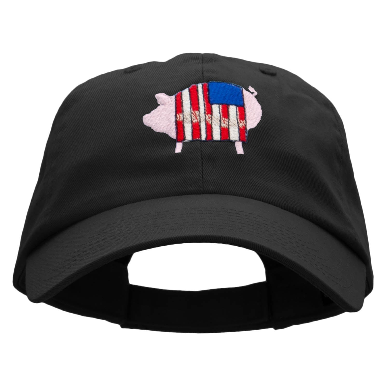 Patriotic Pig Embroidered Low Profile Dyed Cotton Twill Cap - Black ...