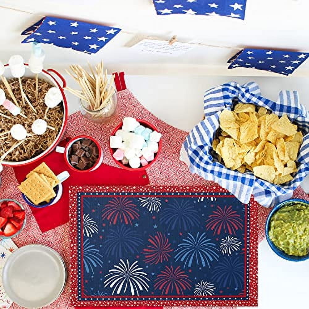 Patriotic Placemats 4th of July Stars Firework Place Mats for Dining ...