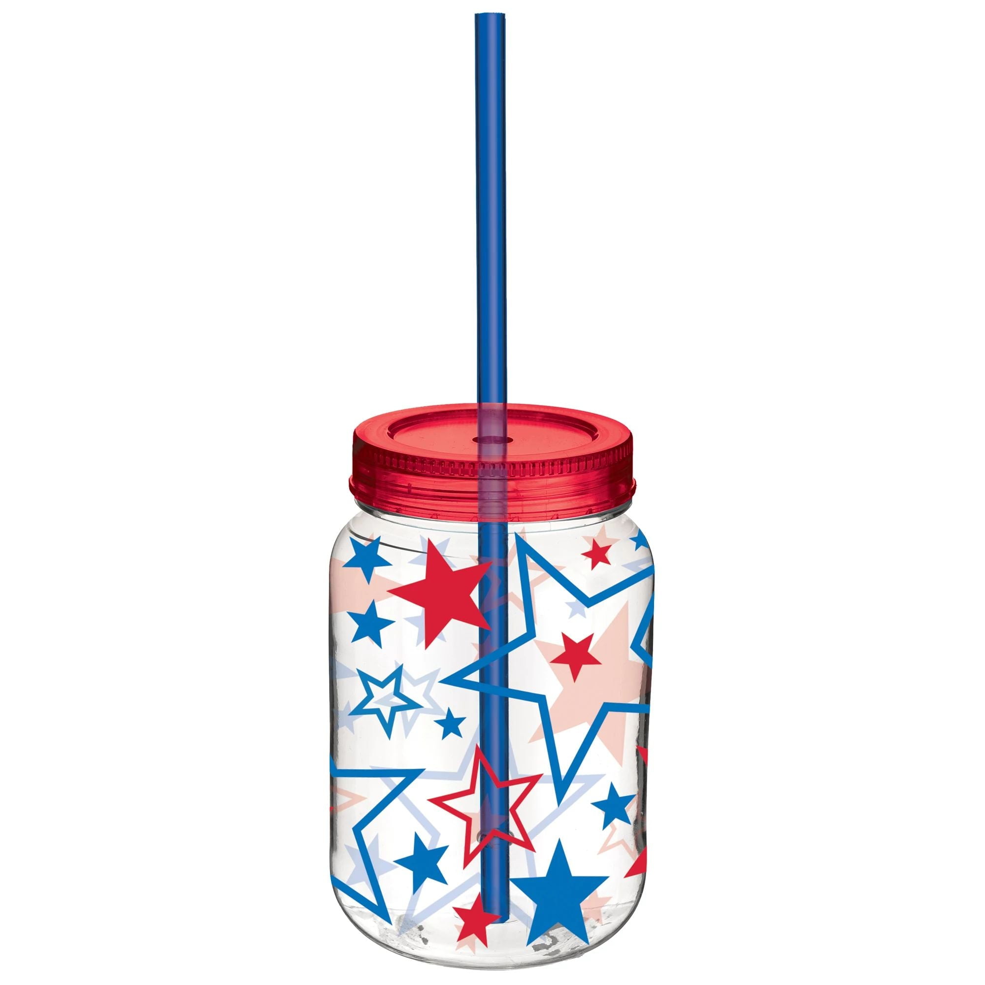 Patriotic Plastic Mason Cup with Straw, 1ct - Walmart.com