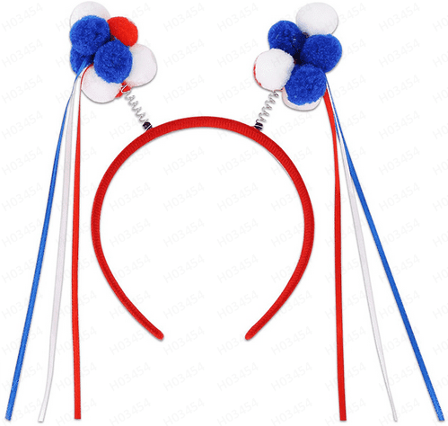 Patriotic Pom Pom Headband, 4th of July Independence Day Parade Party ...