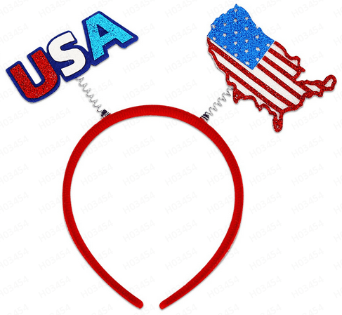 Patriotic Pom Pom Headband, 4th of July Independence Day Parade Party ...