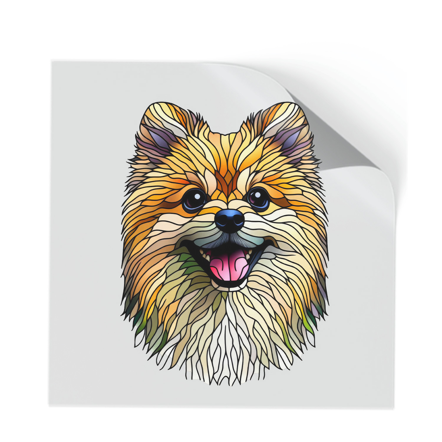 Patriotic Pomeranian Stained Glass Portrait American Flag Cutout ...