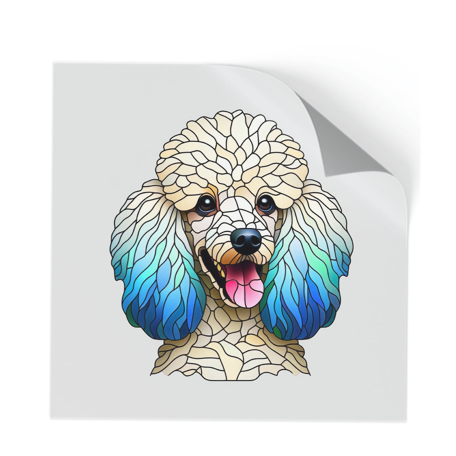 Patriotic Poodle Stained Glass Portrait American Flag Cutout Transfer ...