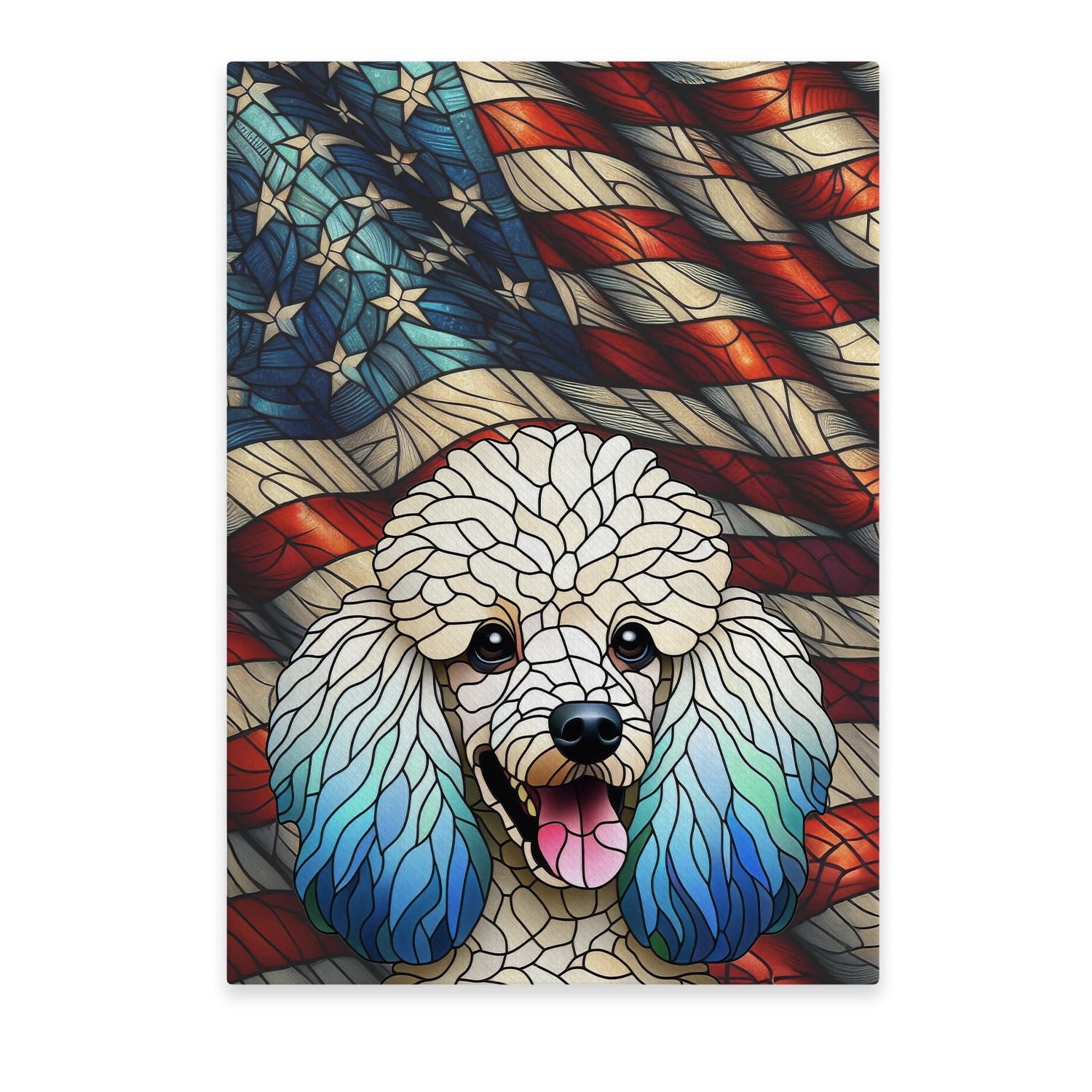 Patriotic Poodle Stained Glass Portrait American Flag Vertical Matte ...