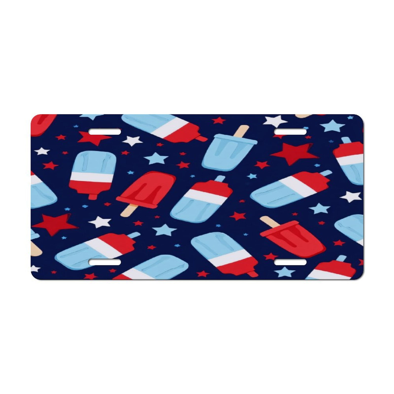 Patriotic Popsicle Stars Stripes License Plate Lightweight Aluminum ...