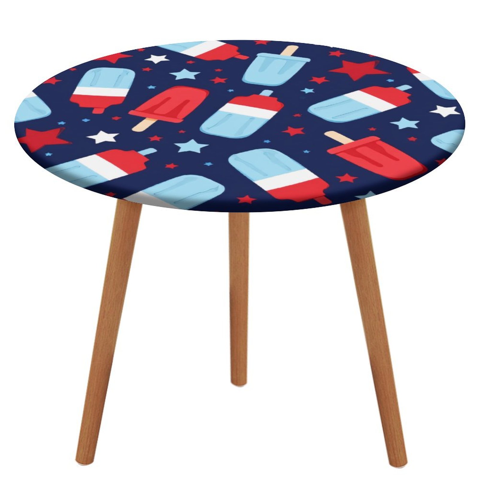 Patriotic Popsicle Stars Stripes Tablecloth Round Elastic Fitted ...