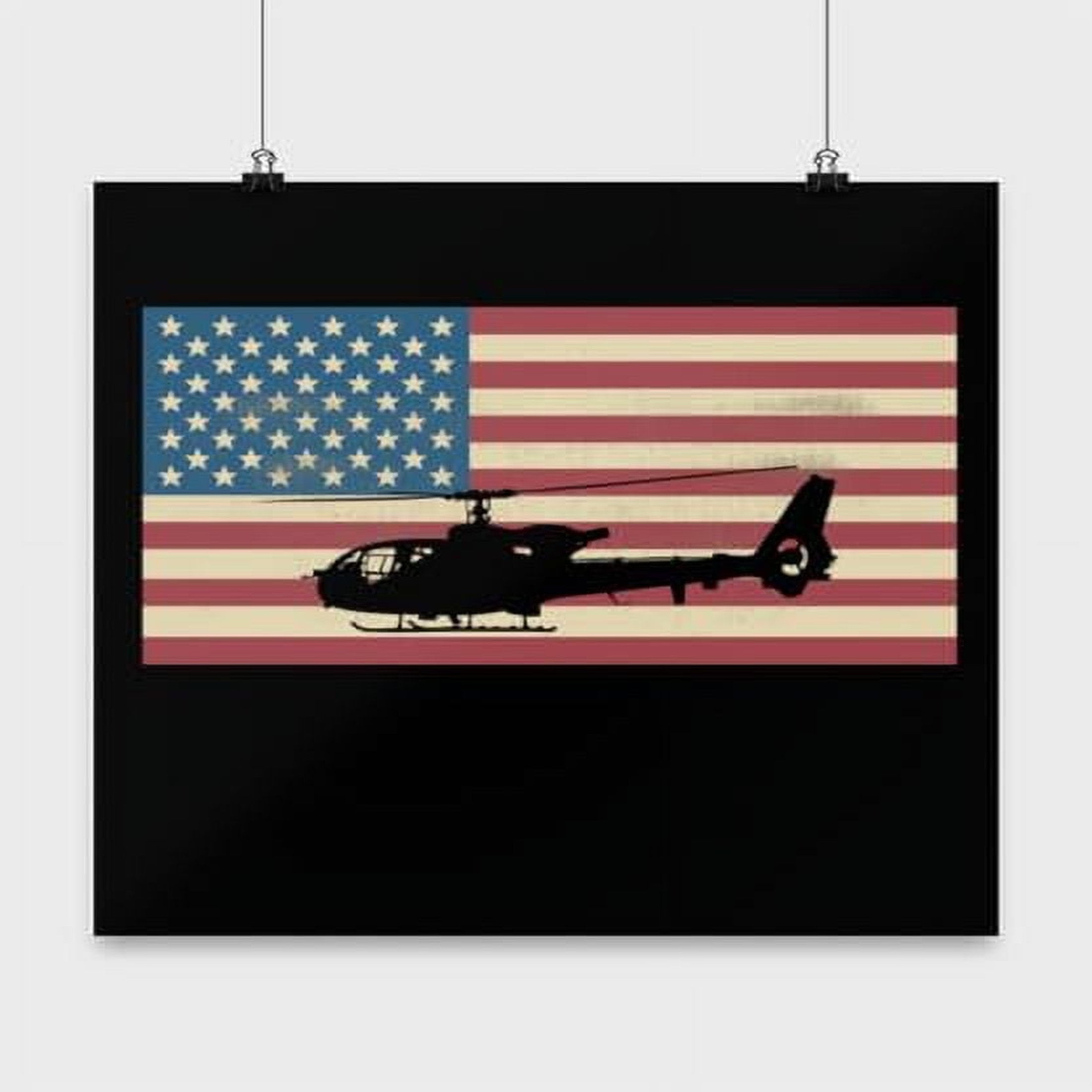 American Flag Helicopter Poster 13x13in | Patriotic Wall Art Gift ...