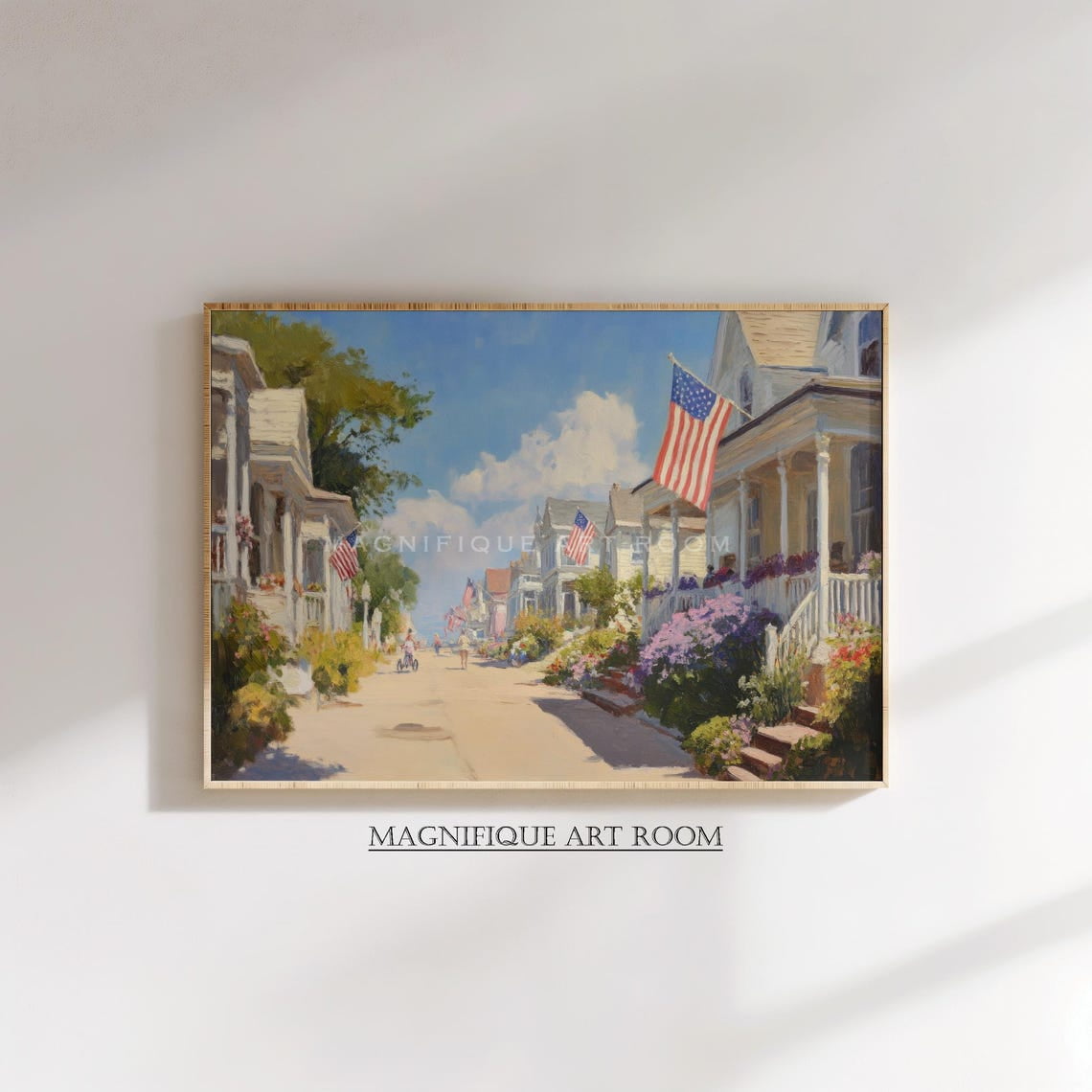 Patriotic Poster Wall Art Vintage American Floral & Colonial Flag ...