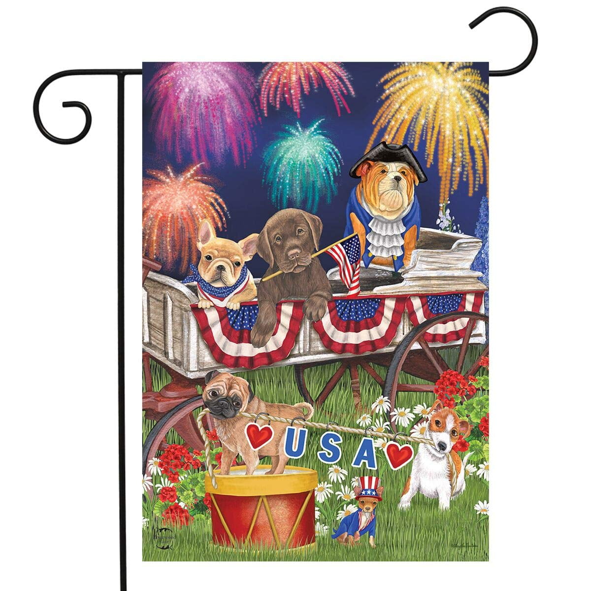 Patriotic Pups Fourth of July Garden Flag Fireworks Dogs USA - Walmart.com