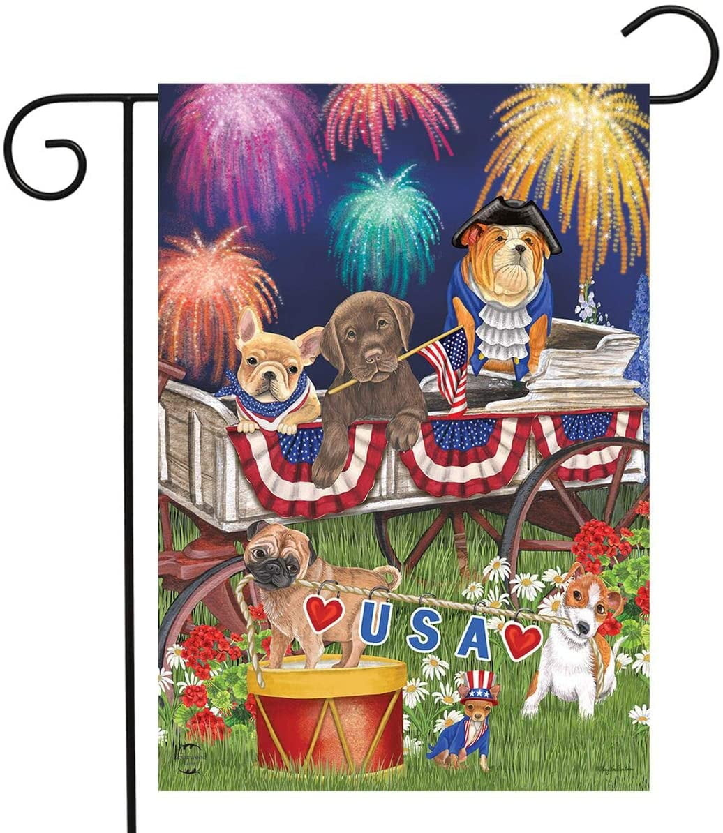 Patriotic Pups Fourth of July Garden Flag Fireworks Dogs USA - Walmart.com