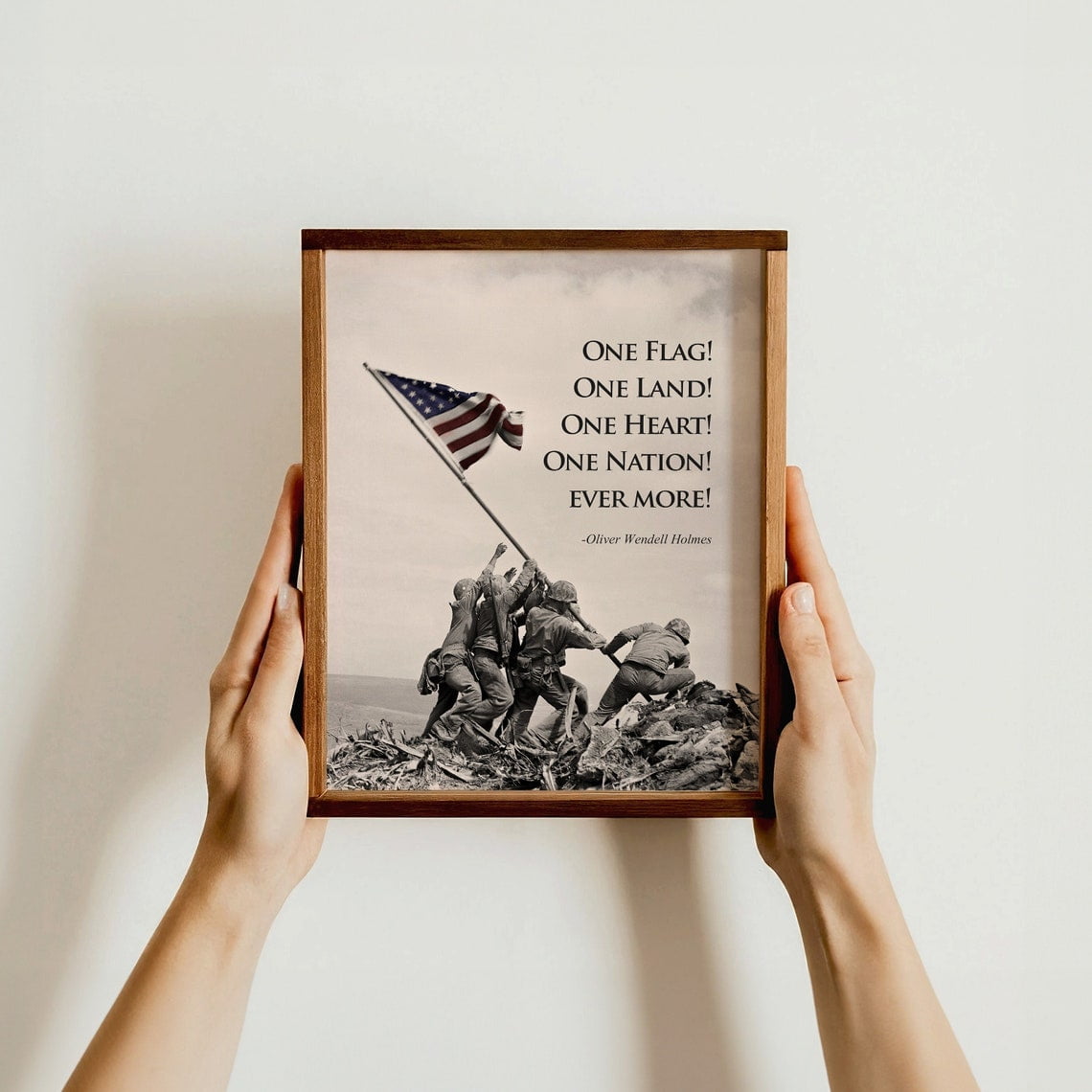 Patriotic Quote Wall Art Gift, Inspirational Home Decor, American Flag ...
