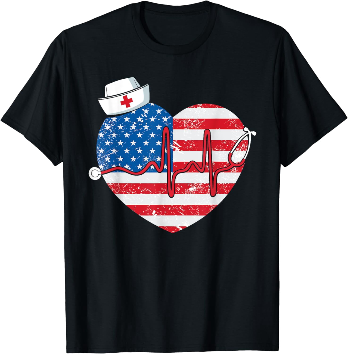 Patriotic RN LPN CNA American Flag July 4th Nurse T-Shirt - Walmart.com