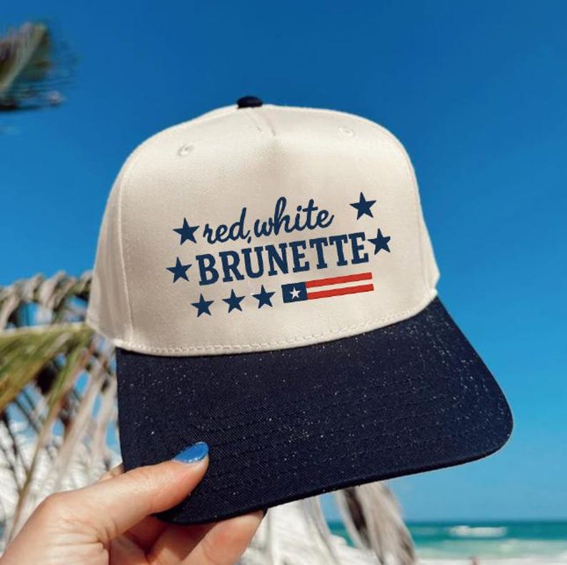 Patriotic Red Hat, Embroidered Red White & Brunette Trucker Hat , Red ...