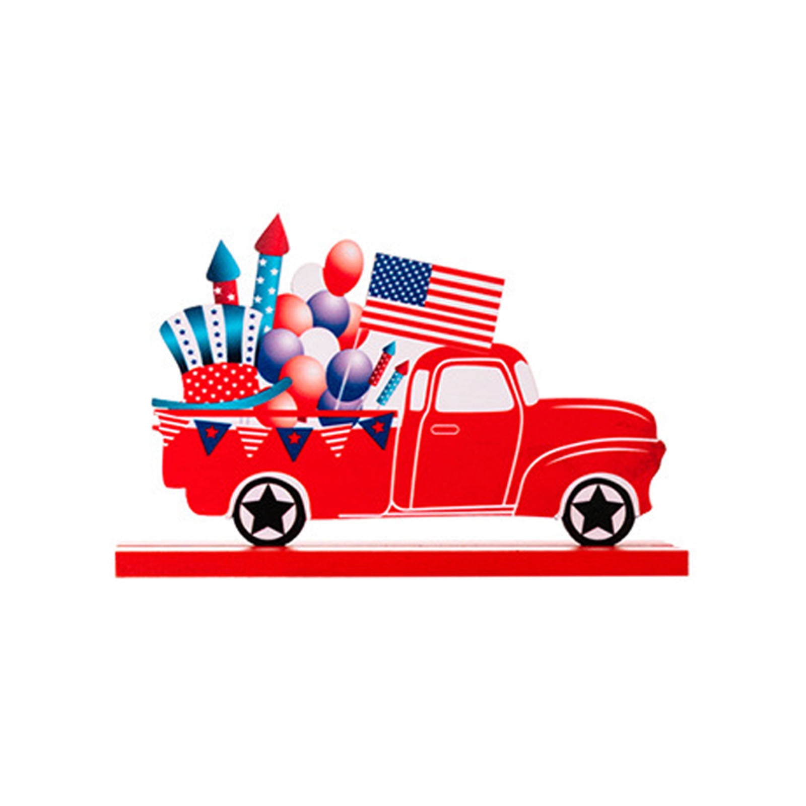 Patriotic Red Truck Decoration with American Flags and Fireworks ...
