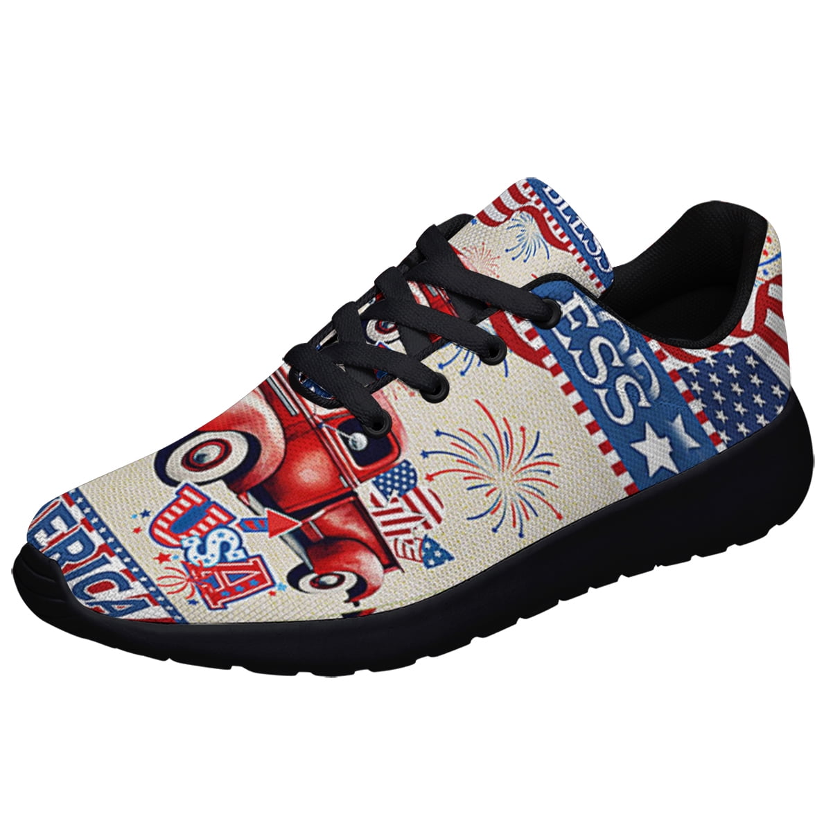 Patriotic Red Truck God Bless America Shoes Sneakers for Women Men ...