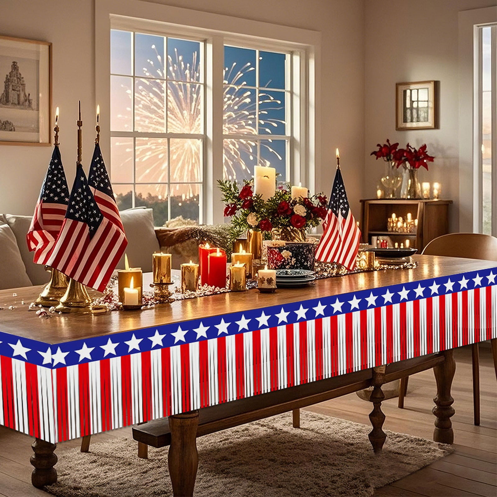 Patriotic Red White Blue Metallic Foil Fringe Garland, 30x300cm/11 ...