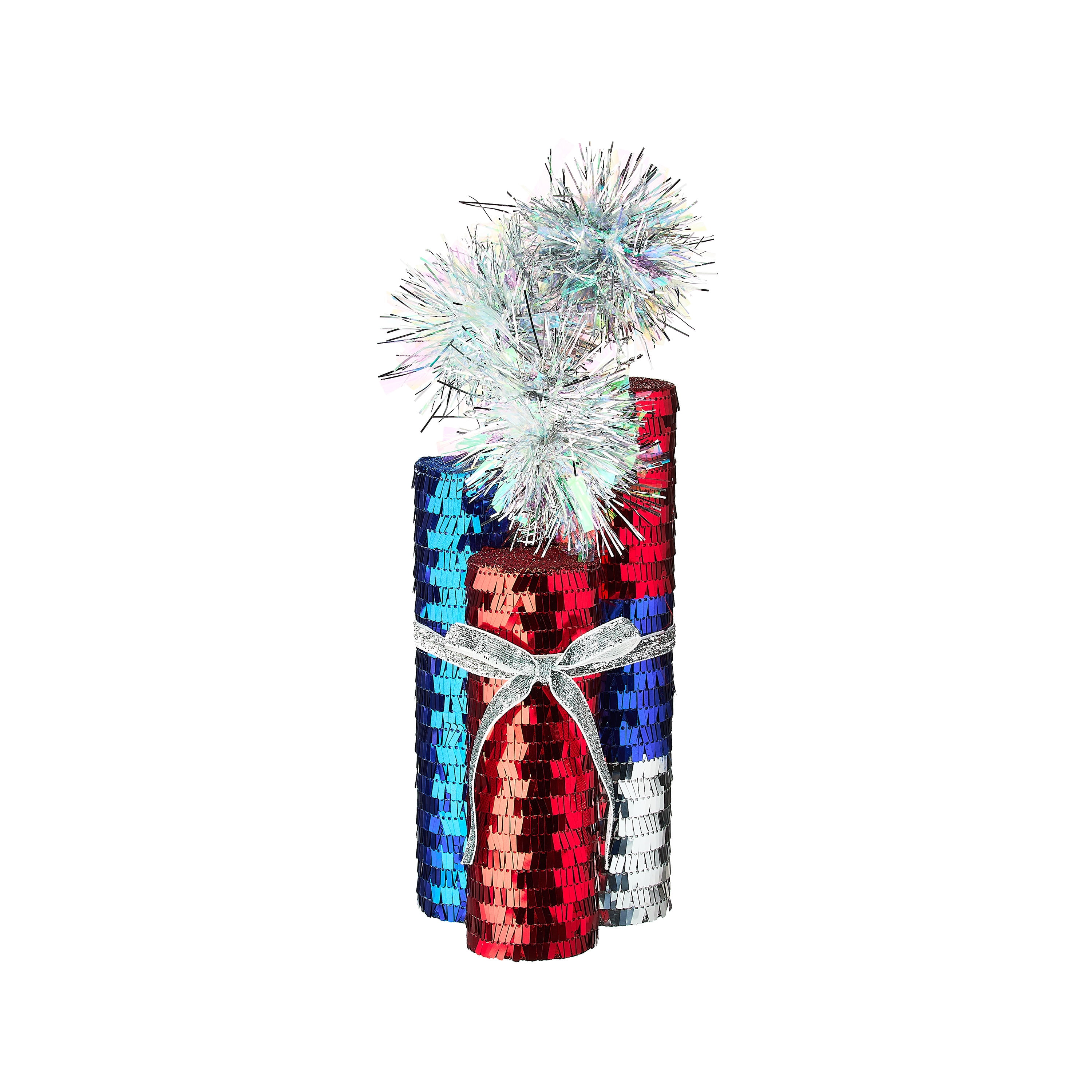 4th of July, Patriotic Tinsel Fireworks Decor, Red/White/Blue, 12", by ...