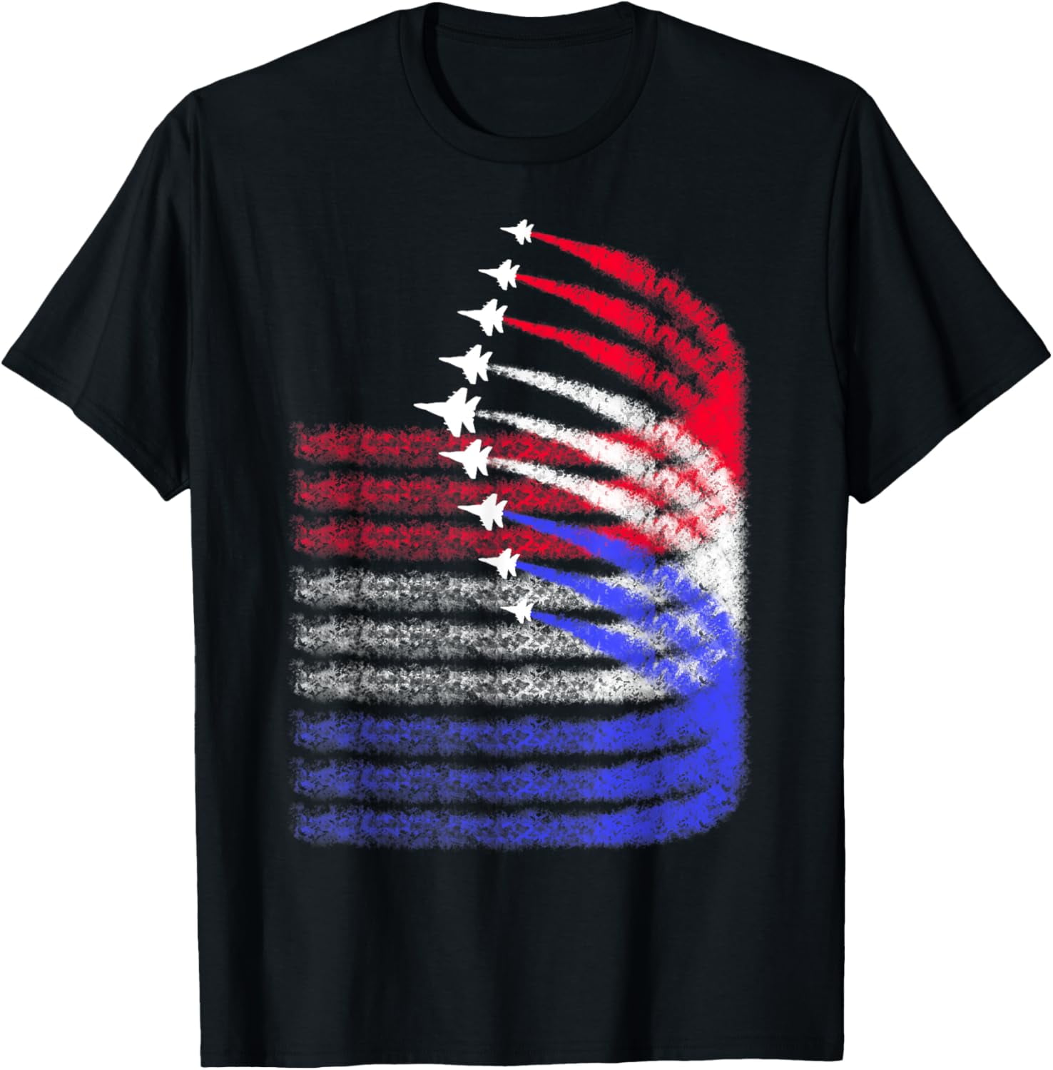 Patriotic Red White Blue USA Flag Fighter Jets 4th of July T-Shirt Tee ...