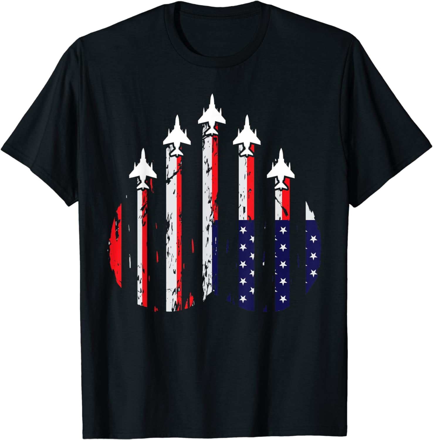 Patriotic Red White Blue USA Flag Fighter Jets 4th of July T-Shirt ...