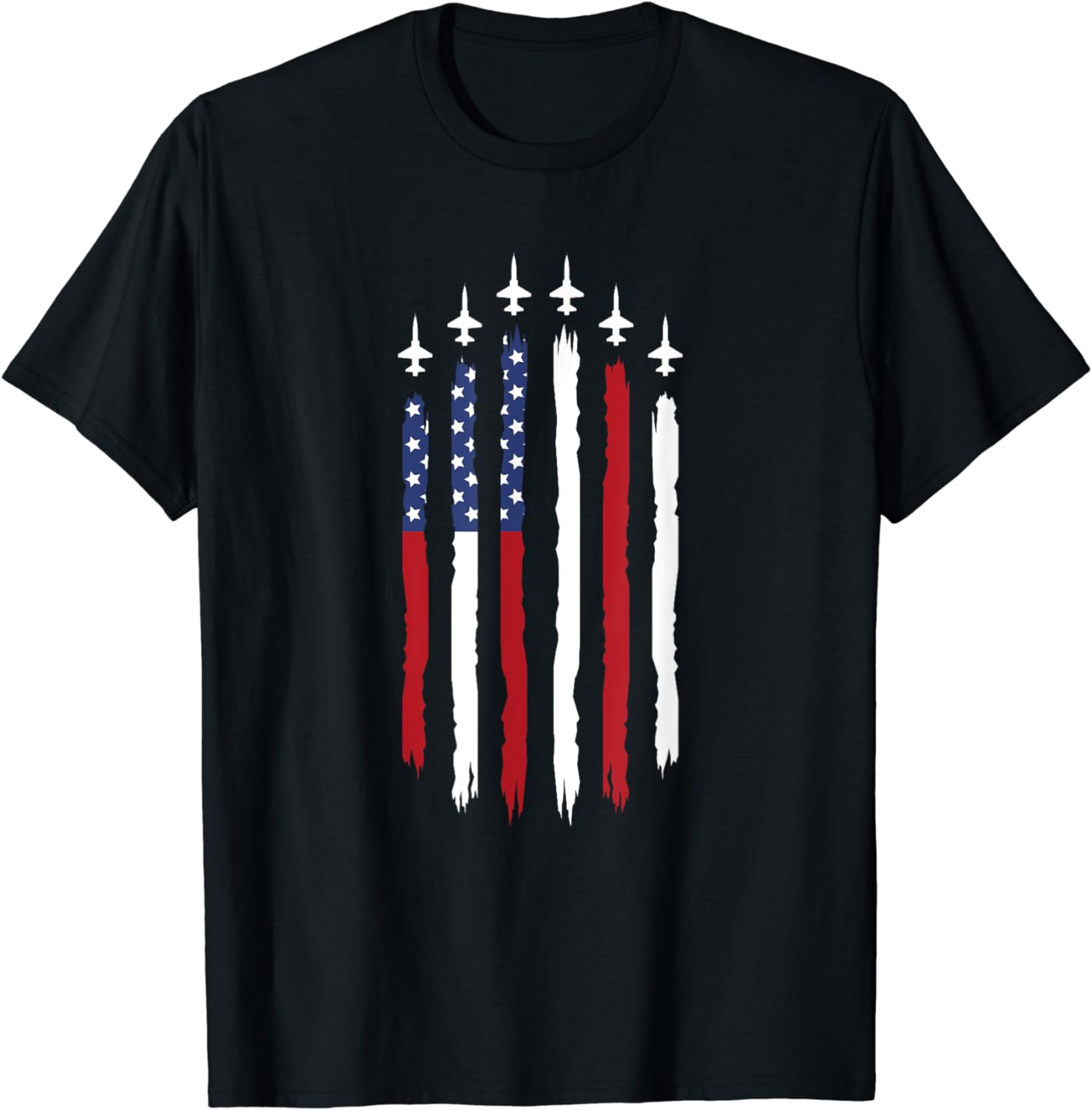 Patriotic Red White Blue USA Flag Fighter Jets 4th of July T-Shirt ...
