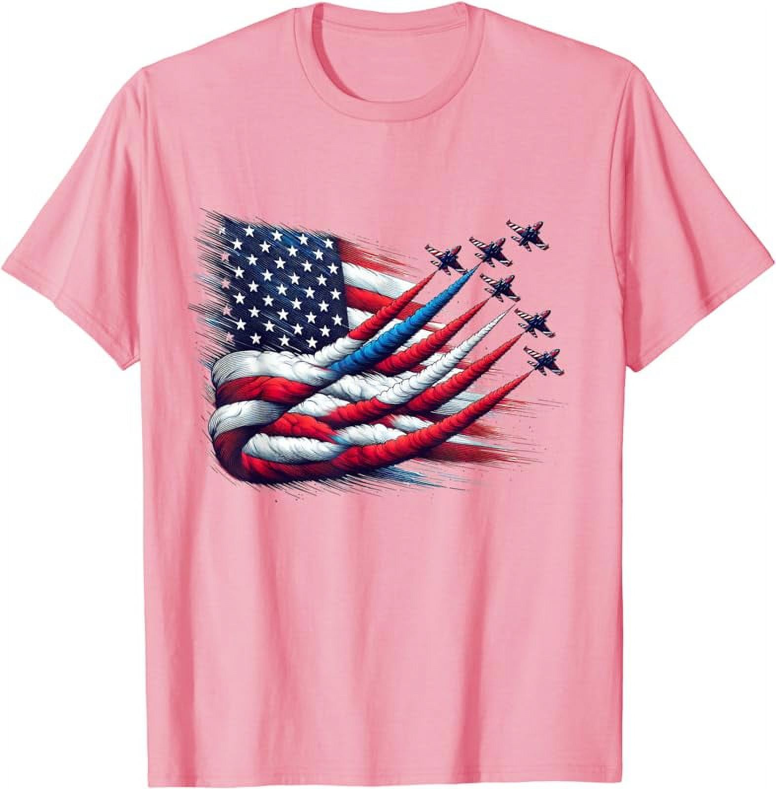 Patriotic Red White Blue USA Flag Fighter Jets 4th of July T-Shirt ...