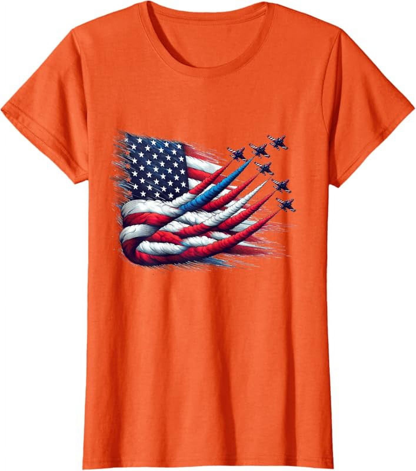 Patriotic Red White Blue USA Flag Fighter Jets 4th of July T-Shirt ...